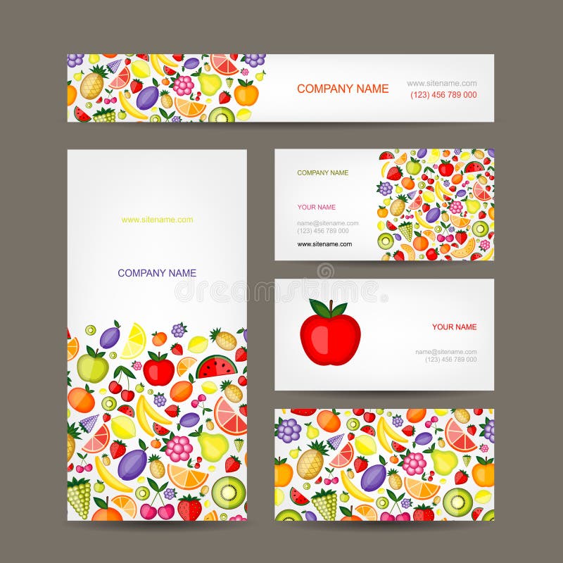 Business Cards Design, Fruit Background Stock Vector - Illustration of ...
