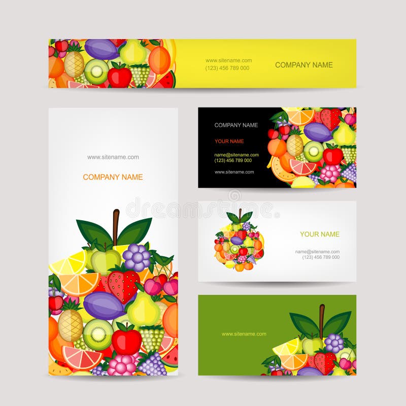Business Cards Design, Fruit Background Stock Vector - Illustration of ...