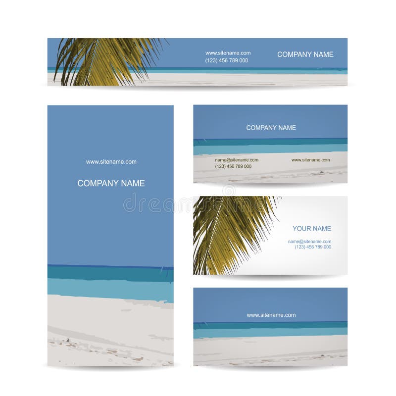 Business Cards Design, Tropical Island Stock Vector - Illustration of ...