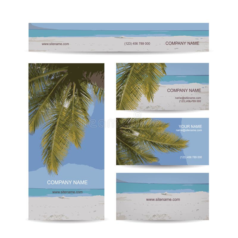 Business Cards Design, Tropical Island Stock Vector - Illustration of ...