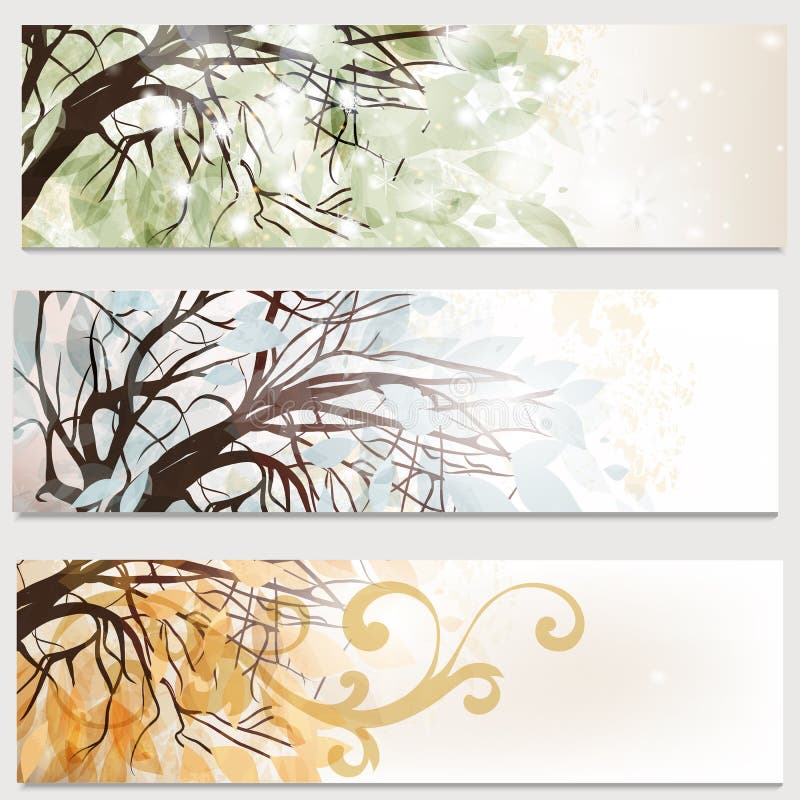 Business Cards Set with Trees Stock Vector - Illustration of card ...