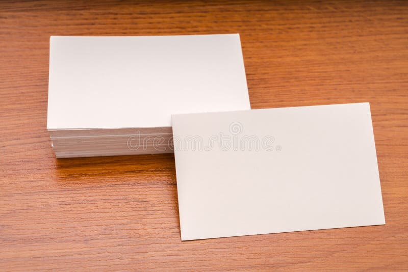 .Business Cards on Wood Table Stock Image - Image of object ...