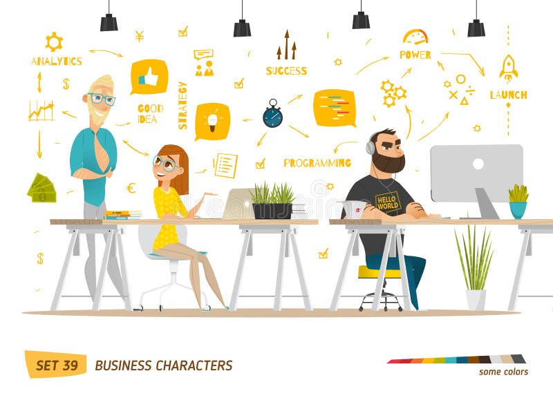 Business Cartoon Characters Collection. Stock Vector - Illustration of ...