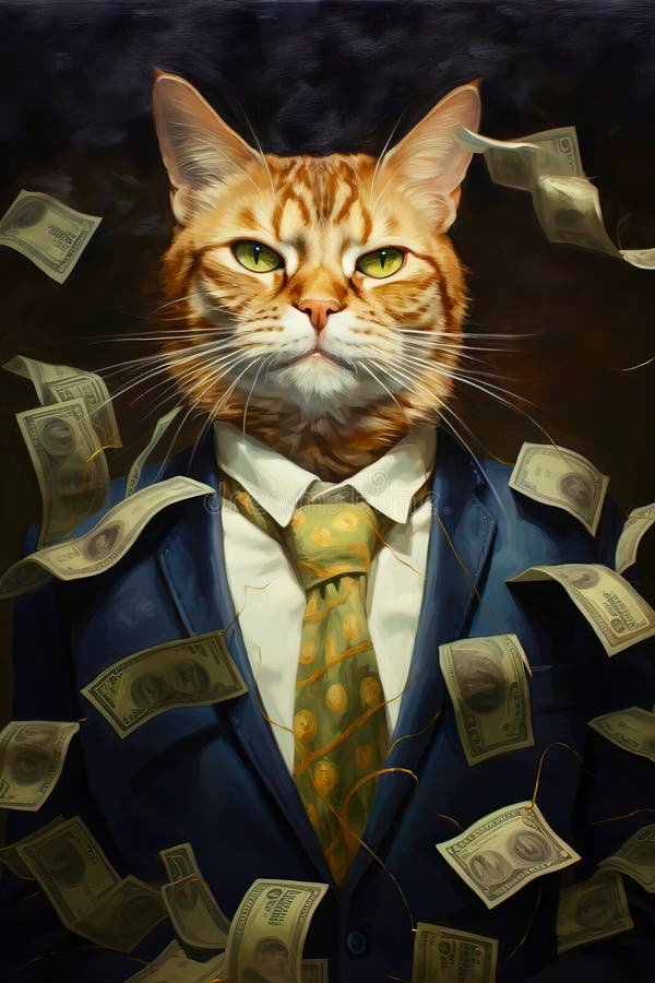 The cat is a businessman3 stock illustration. Illustration of fluffy ...