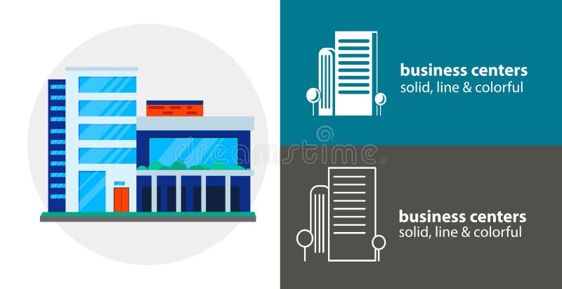 Business Center Vector Flat Icon. Skyscraper Line Solid Design Element ...