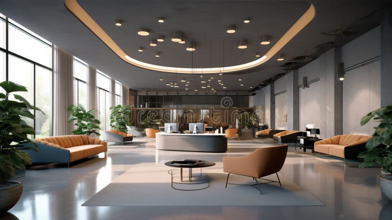 Business Center Reception Design. Generative AI Stock Illustration ...