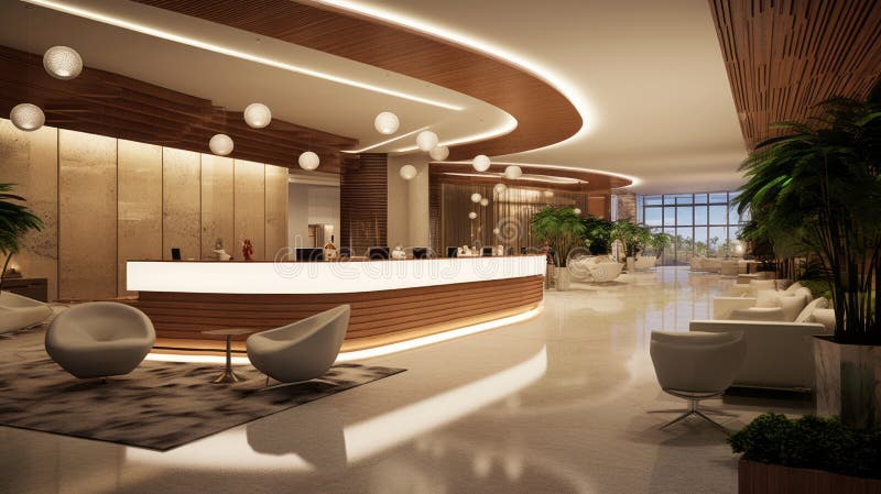 Business Center Reception Design. Generative AI Stock Illustration ...