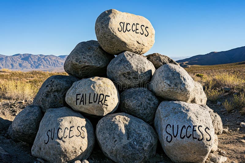 Business Challenge Failure and Success Concept. Stone Display Text ...