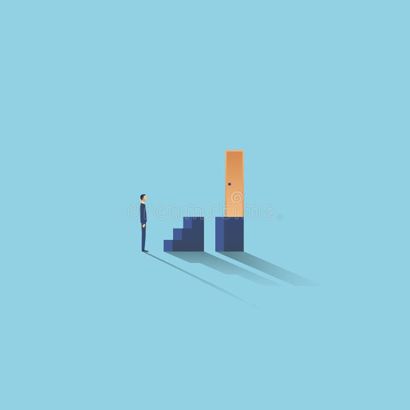 Business Challenge Vector Concept with Businessman Standing in Front of ...