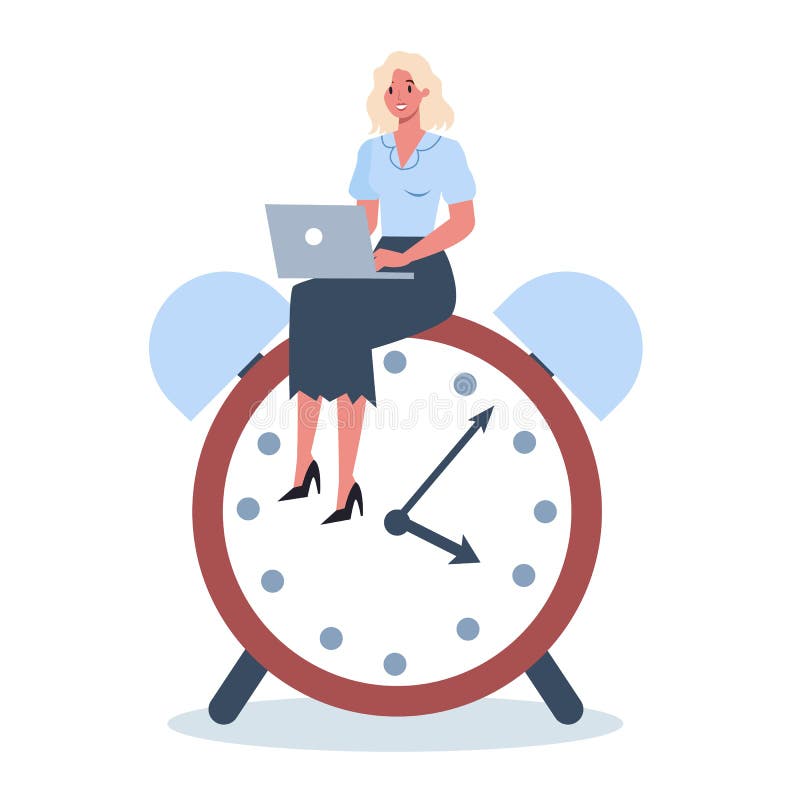 Business Character with a Clock. Work Effectivity and Planning Stock ...