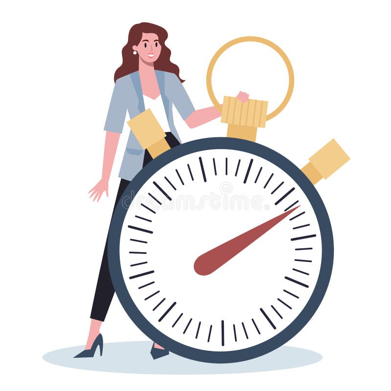 Business Character with a Clock. Work Effectivity and Planning Stock ...