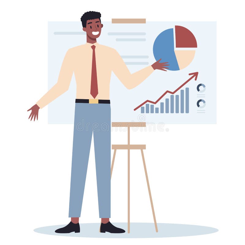 Business Character Making Presentation in Front of Group of Co-worker ...