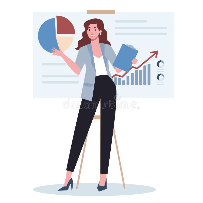 Business Character Making Presentation in Front of Group of Co-worker ...