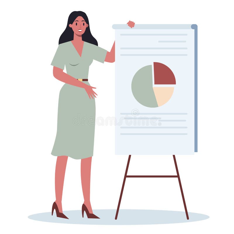 Business Character Making Presentation in Front of Group of Co-worker ...