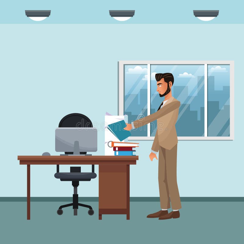 Business Character in Office Scenario Stock Vector - Illustration of ...