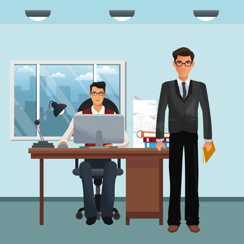 Business Character in Office Scenario Stock Vector - Illustration of ...