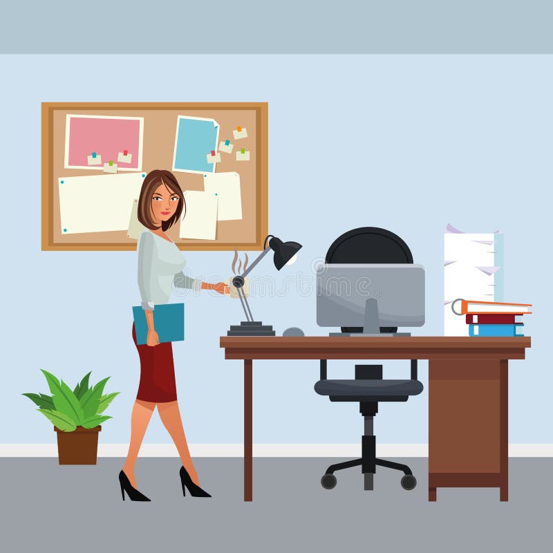 Business Character in Office Scenario Stock Vector - Illustration of ...