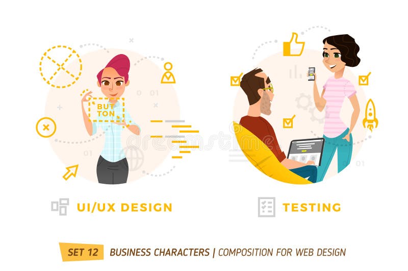 Business Characters In Circle. Stock Vector - Illustration of launch ...