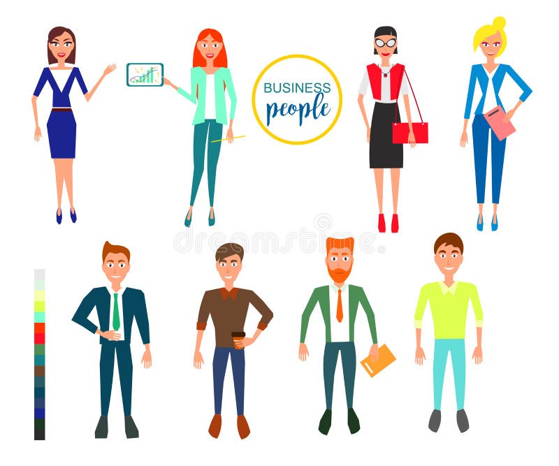 Business Characters. Design Set with Employees. Vector Illustration ...
