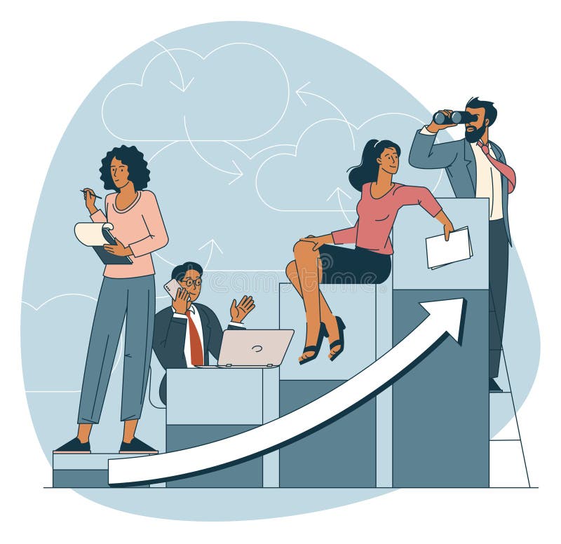 Business Characters with a Huge Growing Chart Stock Vector ...