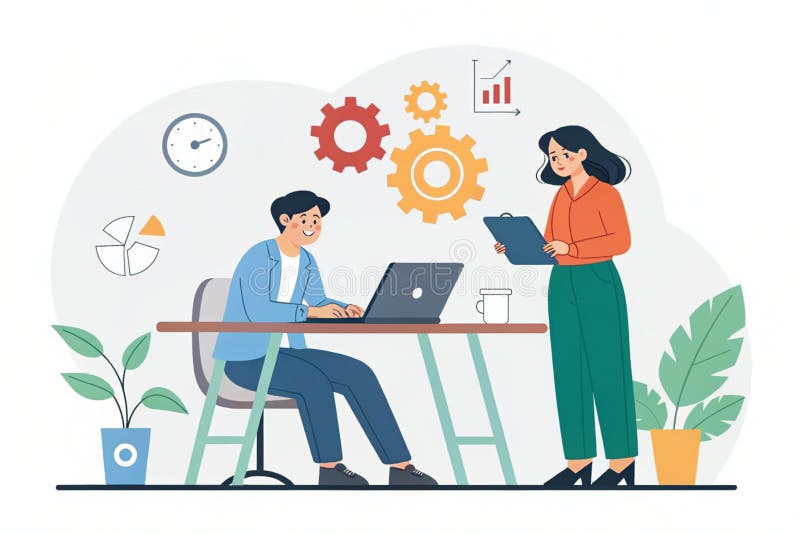 Gear Wheel Teamwork Characters Stock Illustrations – 287 Gear Wheel ...