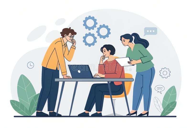 Business Characters People Team Scene Teamwork in Modern Office Flat ...