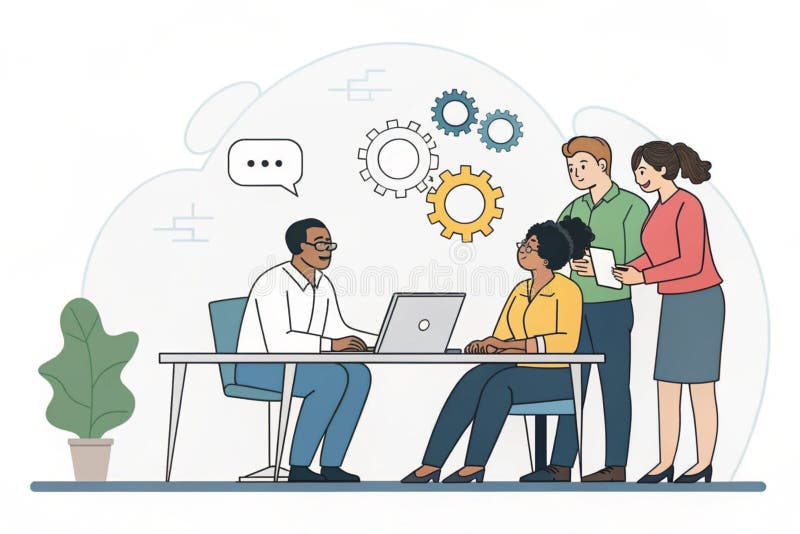 Business Characters People Team Scene Teamwork in Modern Office Flat ...