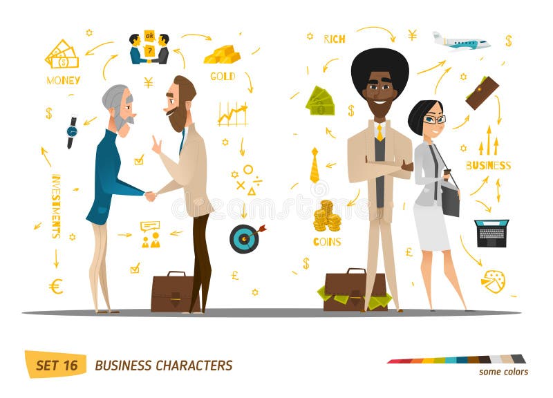 Business characters set stock vector. Illustration of icon - 69526042
