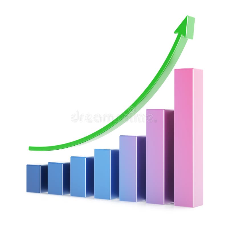 Green Bar Chart Business Growth with Rising Up Arrow Stock Illustration ...