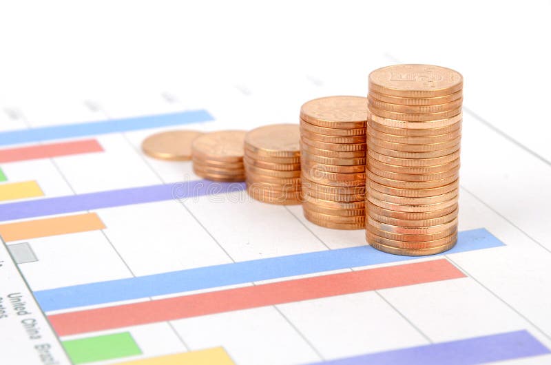 Business chart and coin stock photo. Image of graphic - 28279326