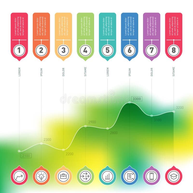 Business Chart Graph of Increase with Numbers. Vector Infographics with ... Business Chart Graph of Increase with Numbers. Vector Infographics with ...