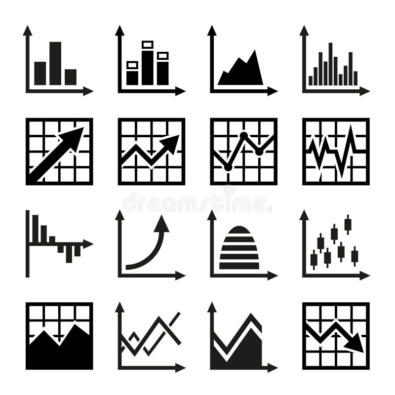 Business Chart and Graphics Icons Set Stock Vector - Illustration of ...
