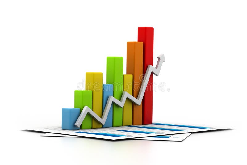 Business Chart with Growth Graph Stock Illustration - Illustration of ...