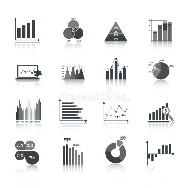 Business chart icons set stock vector. Illustration of presentation ...