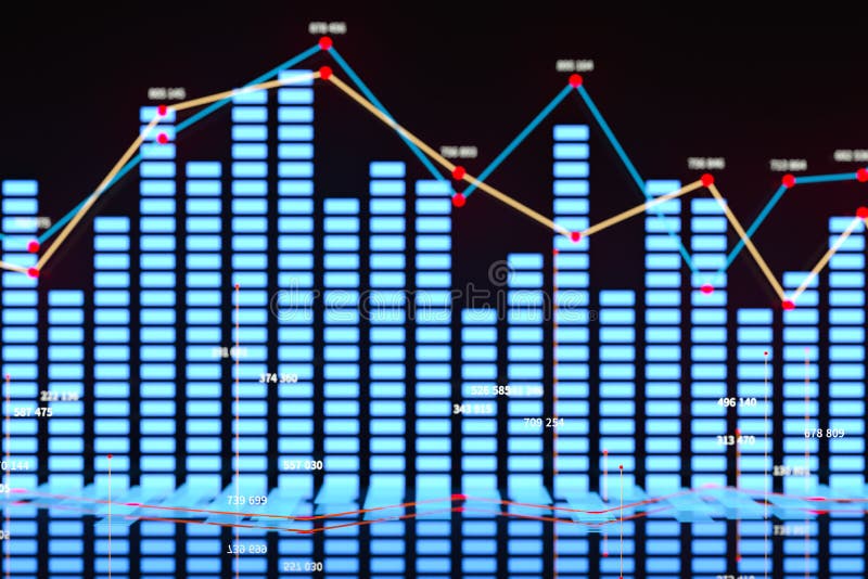 Business Chart with Line Graph, Bar Chart and Numbers on Dark ...