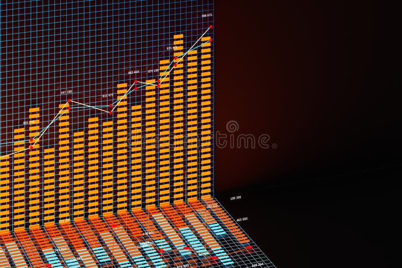 Business Chart with Line Graph, Bar Chart and Numbers on Dark ...