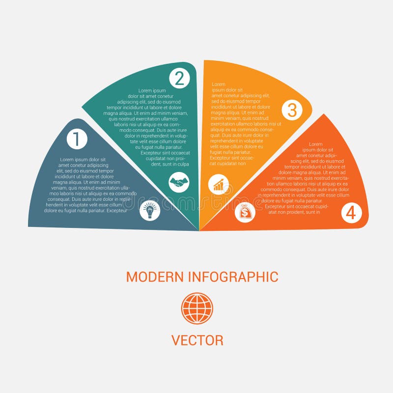Business Chart Modern Infographic Vector Template from Color Semicircle ...
