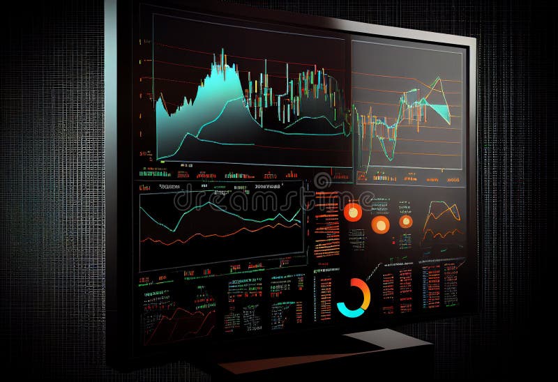 Business Chart on Monitor. AI Generated Stock Illustration ...