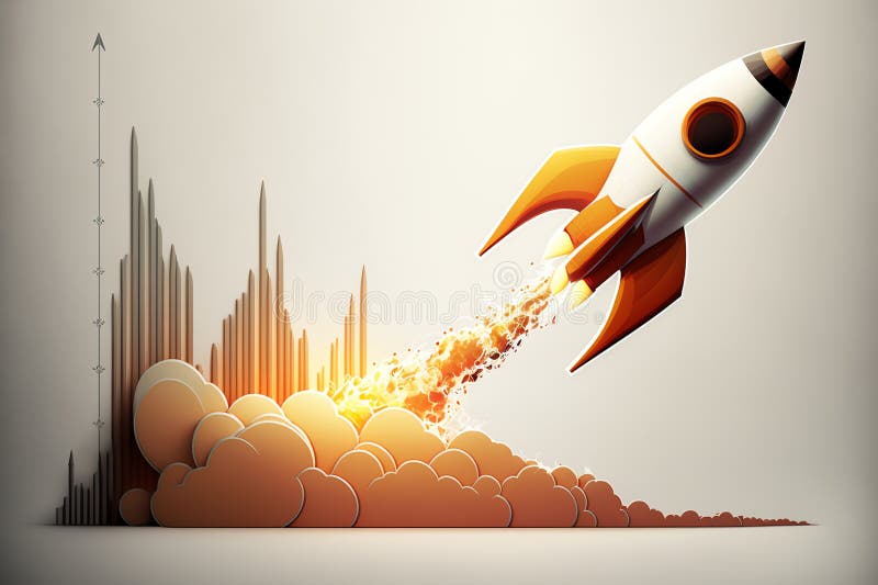 Business Chart a New Lucky Startup with a Rocket Going Up. Business ...