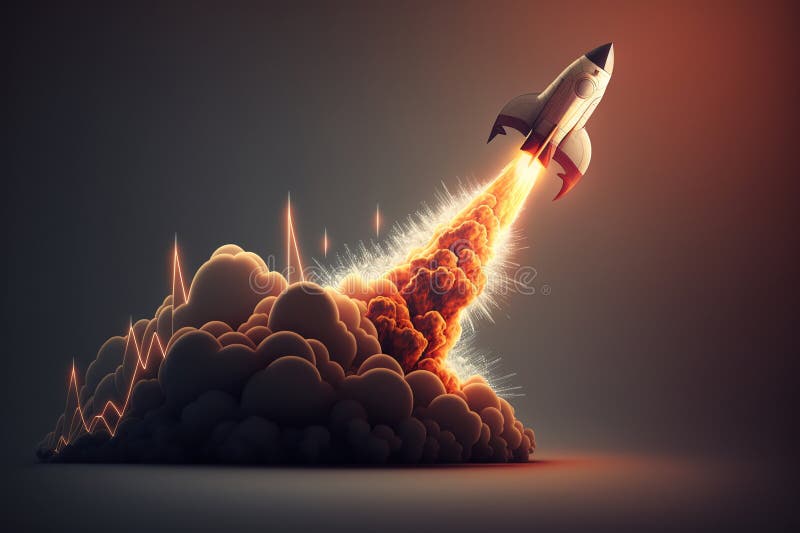 Business Chart a New Lucky Startup with a Rocket Going Up. Business ...