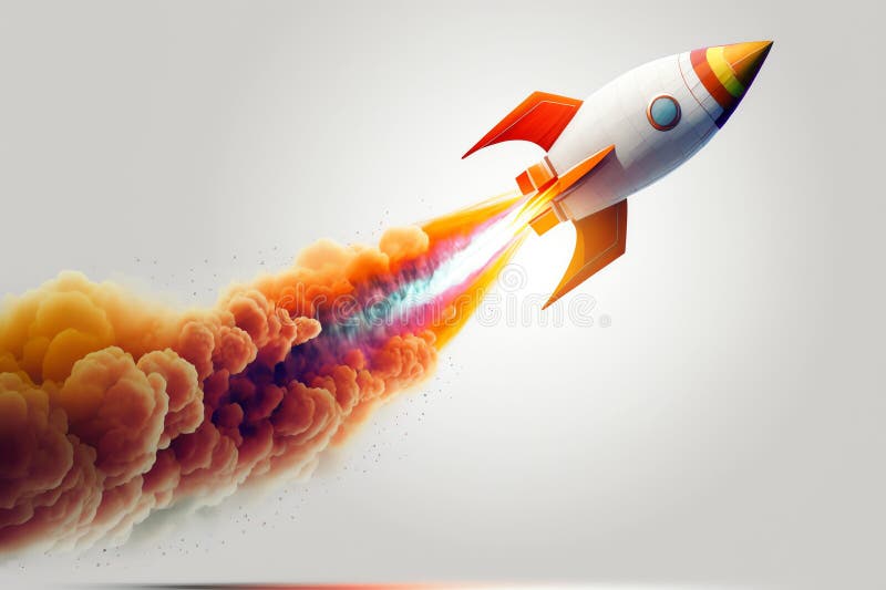 Business Chart a New Lucky Startup with a Rocket Going Up. Business ...