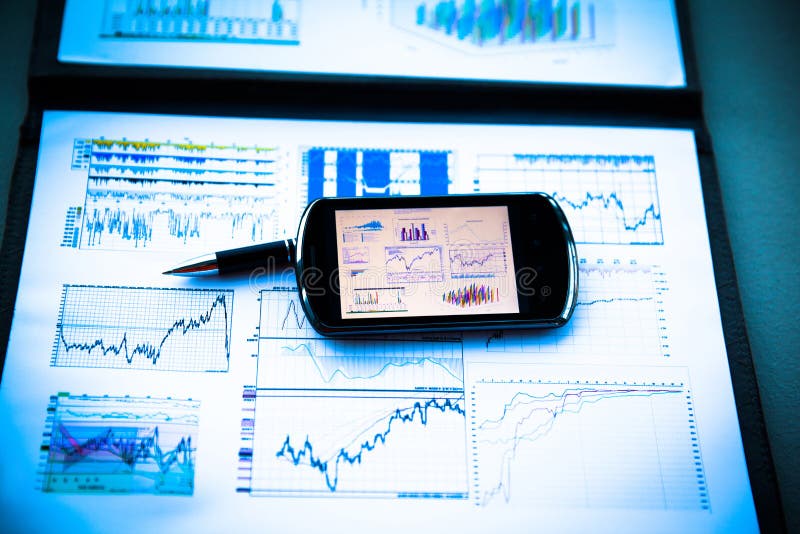 Business Chart with Smart Phone Stock Image - Image of device, chart ...