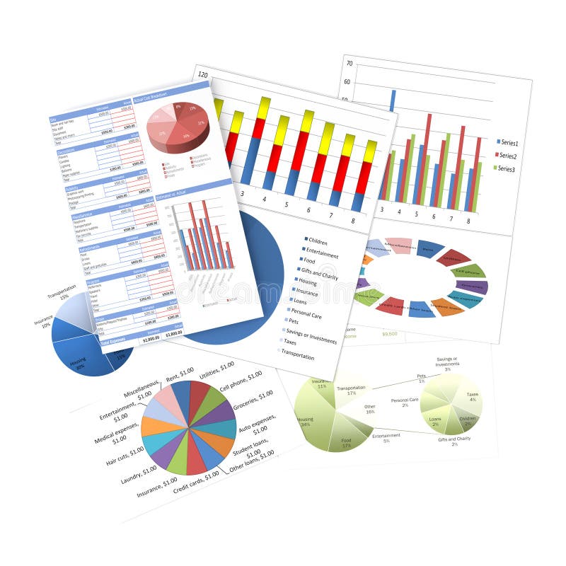 Business charts and graphs stock illustration. Illustration of planning ...