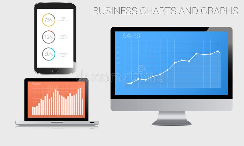 Business charts and graphs stock vector. Illustration of technology ...