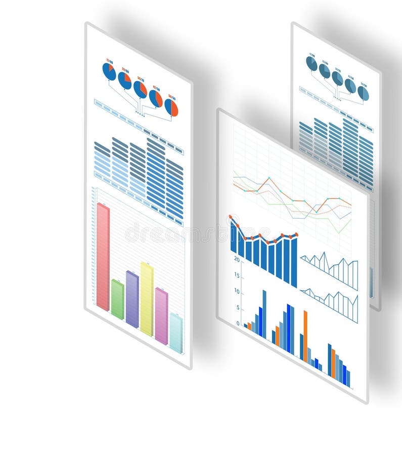 Business Charts and Infographics - 3d Rendering Stock Illustration ...