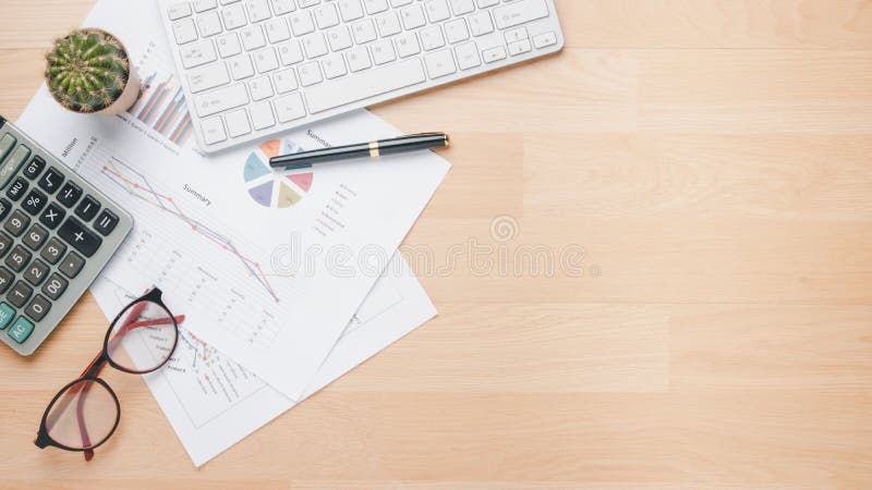Business Charts and Reports on Office Desk Workplace Stock Photo ...