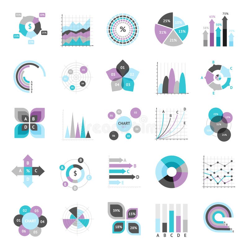 Business Charts Set stock vector. Illustration of isolated - 55522365