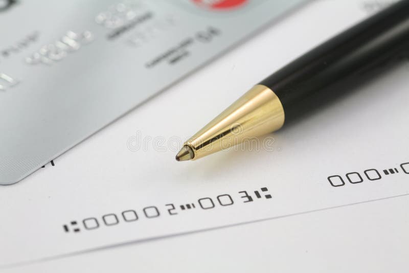 Business Checks with Credit Card Stock Photo - Image of spending ...