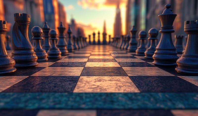 The Business Chess King is Standing on the Board, Positioned in Front ...