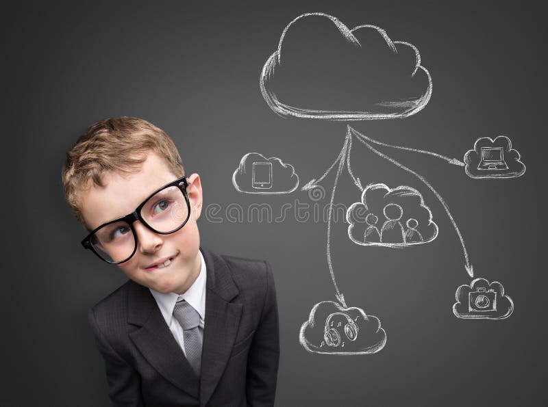 Business Child Thinking about Future Technology Stock Photo - Image of ...